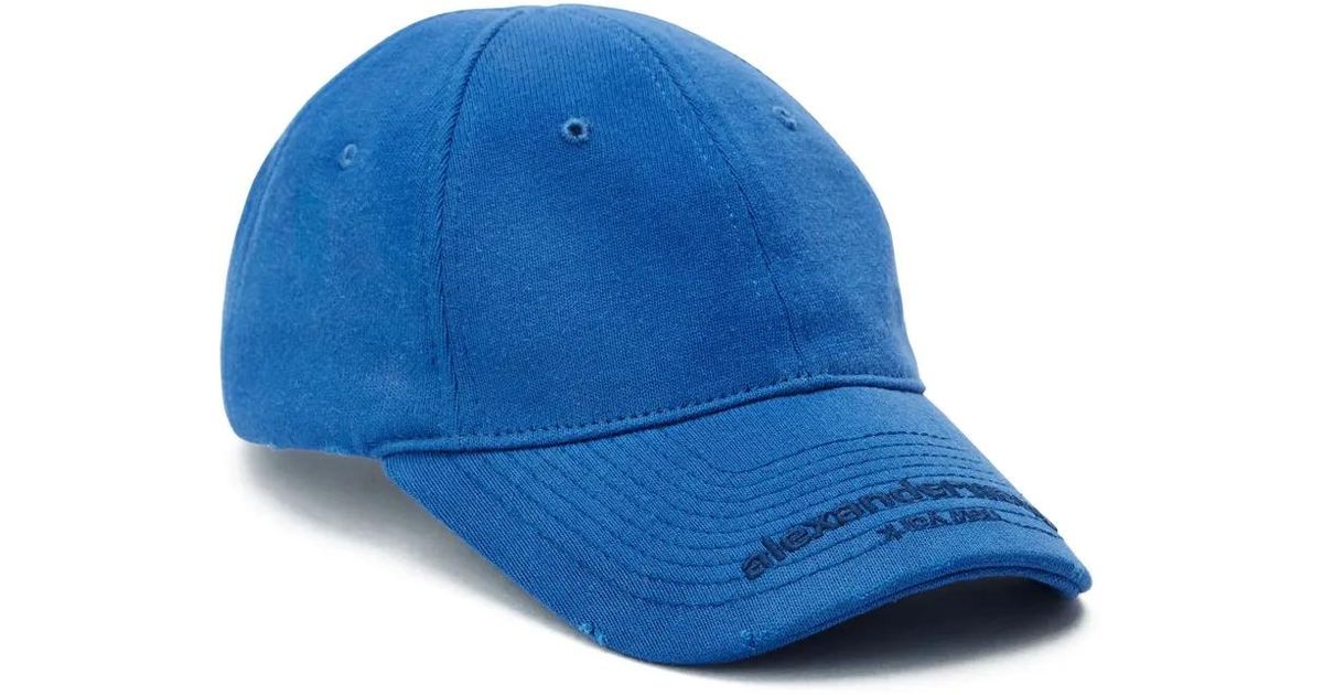 Alexander Wang Logo-Embroidered Distressed Baseball Cap in Blue | Lyst UK
