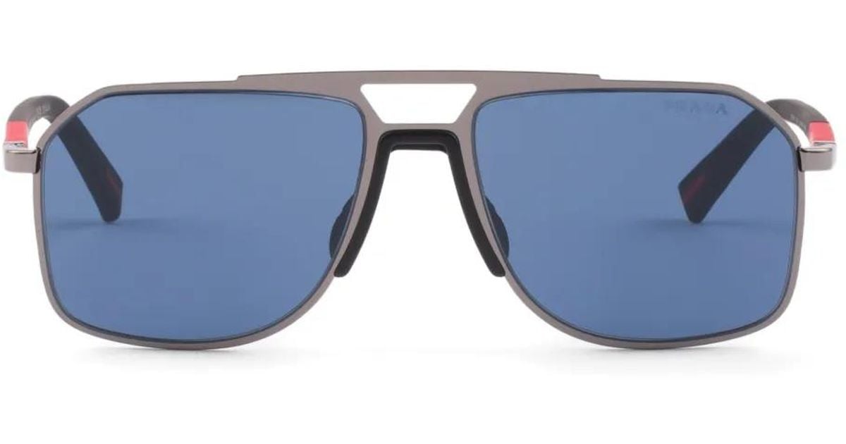 Prada Linea Rossa Metal-Frame Sunglasses in Blue for Men | Lyst UK