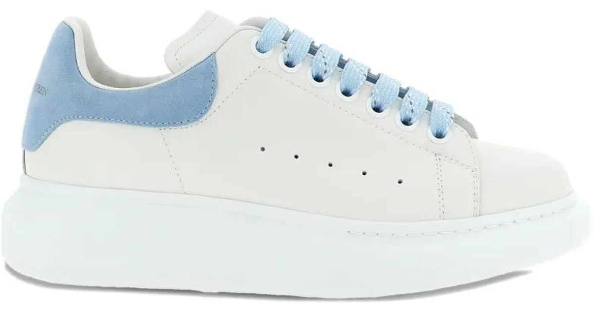 McQueen Contrast Larry Leather Sneakers in White | Lyst UK