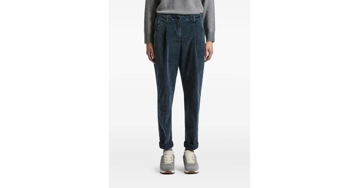 Peserico 800-line Corduroy Pleated Trousers in Blue | Lyst