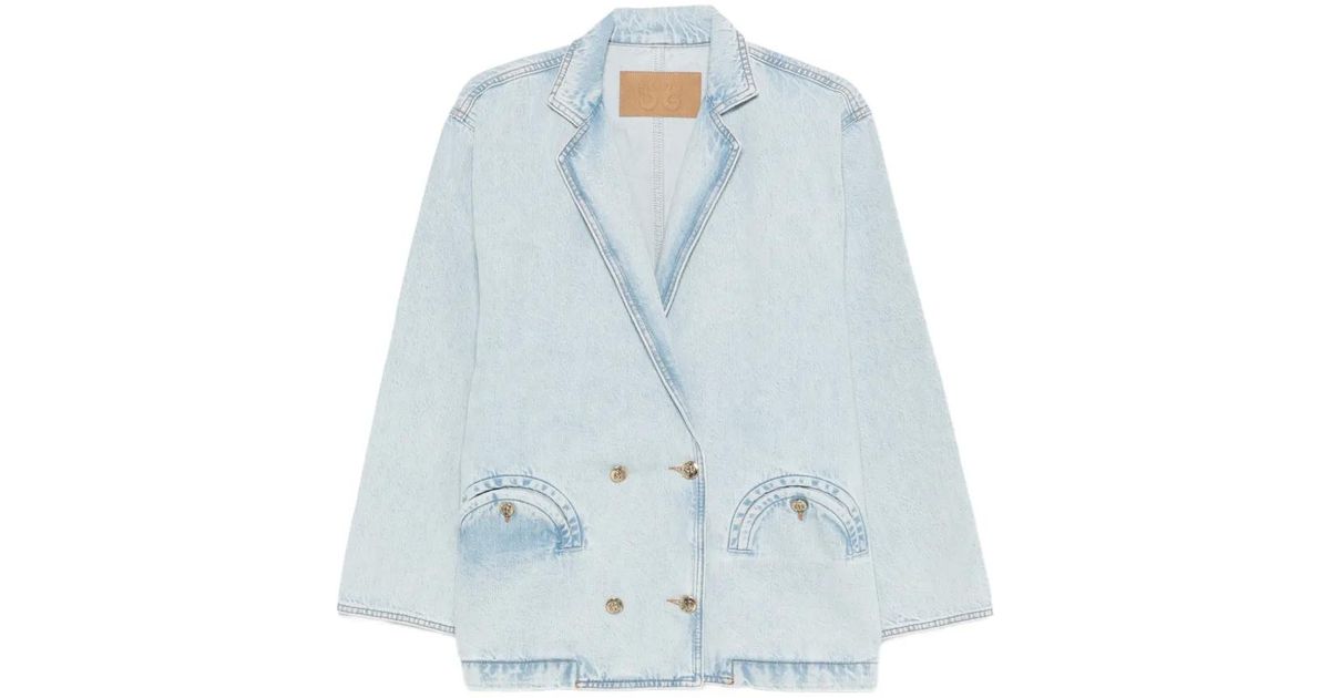 Blazé Milano Nariida Double-Breasted Pocket Blazer in Blue | Lyst UK