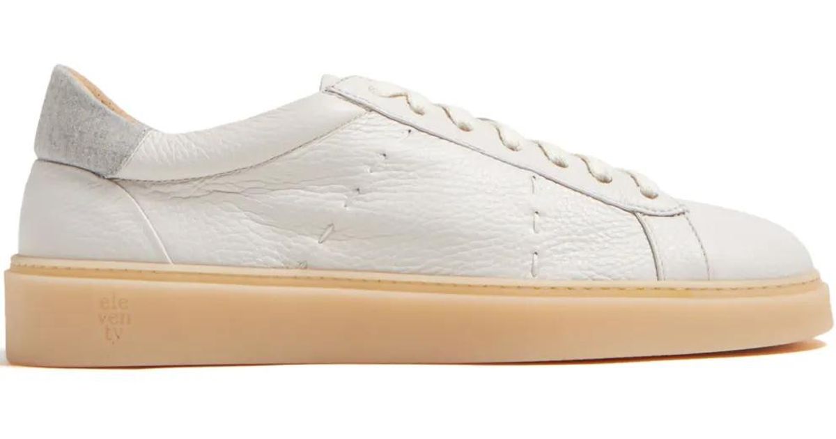 Eleventy Logo-Debossed Leather Sneakers in White for Men | Lyst UK