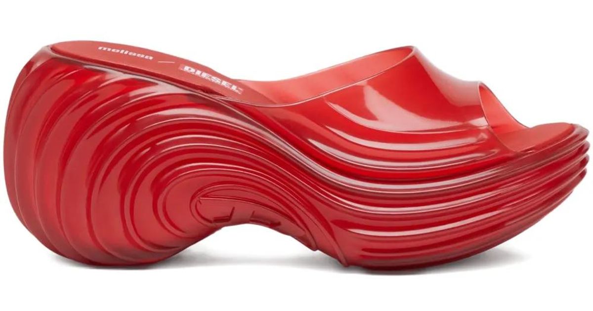 DIESEL X Melissa Platform Wave Sandals in Red | Lyst