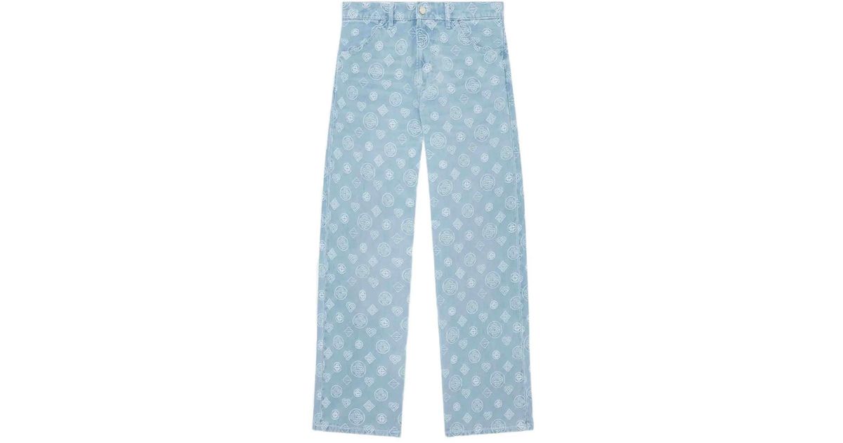 CASABLANCA Monogram-Embroidered Jeans in Blue for Men | Lyst UK