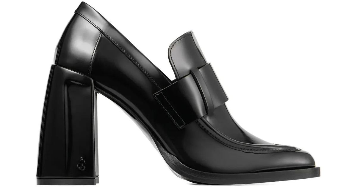 Jimmy Choo 85Mm Tylor Block-Heel Loafer Pumps in Black | Lyst