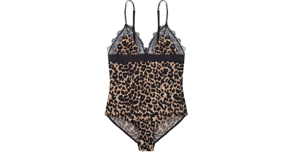 Love Stories Doris Leopard-Print Body in Black | Lyst UK