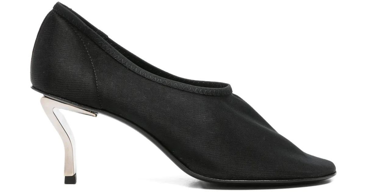 Nicole Saldaña Harper Sculpted-Heel Mesh Pumps in Black | Lyst