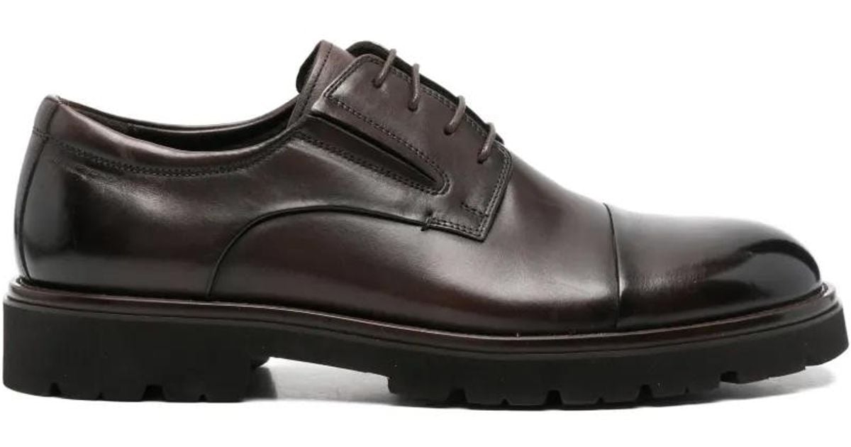 Alberto Gozzi Cap-Toe Lace-Up Derby Shoes in Black for Men | Lyst UK