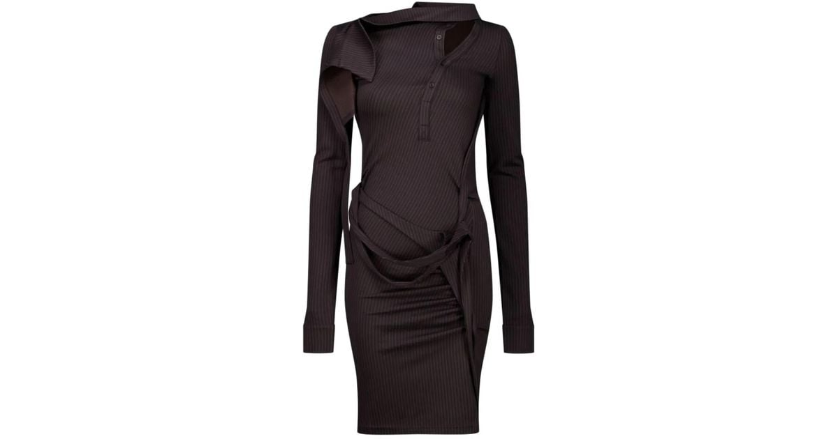 OTTOLINGER Ada Pinstriped Mini Dress in Black | Lyst UK