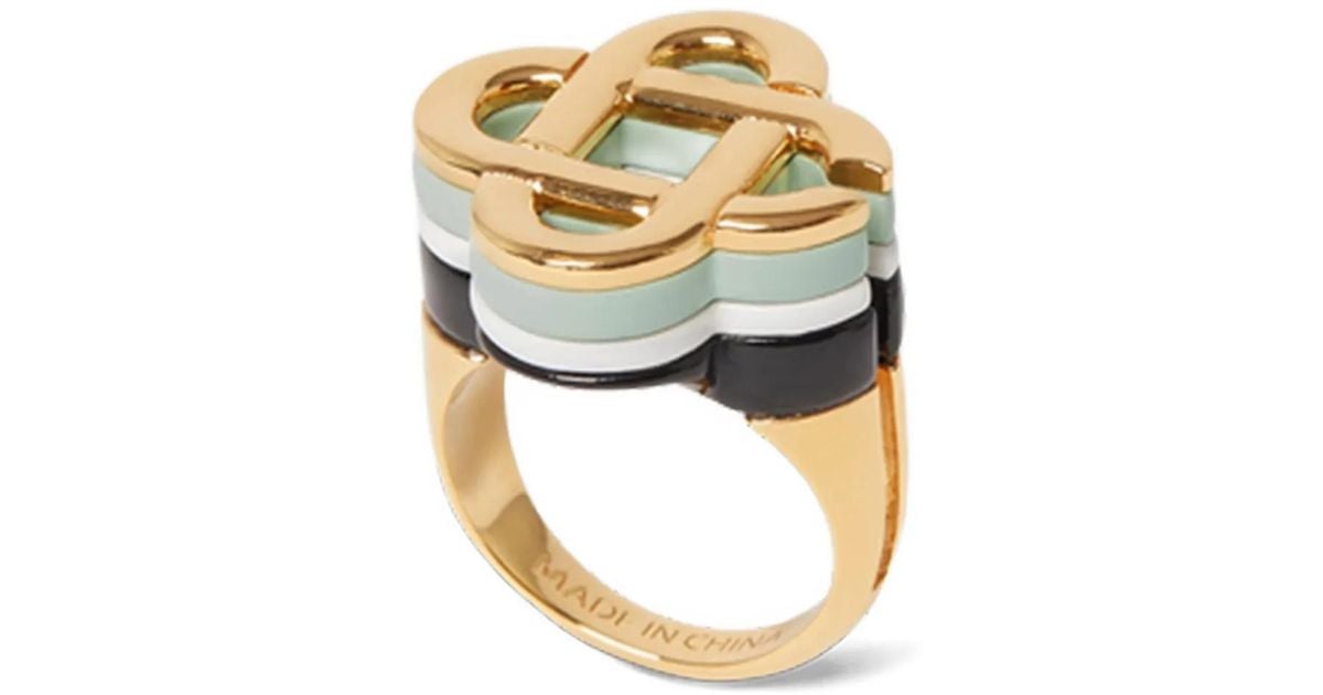 CASABLANCA Enamel-Detailed Logo Ring in Metallic | Lyst