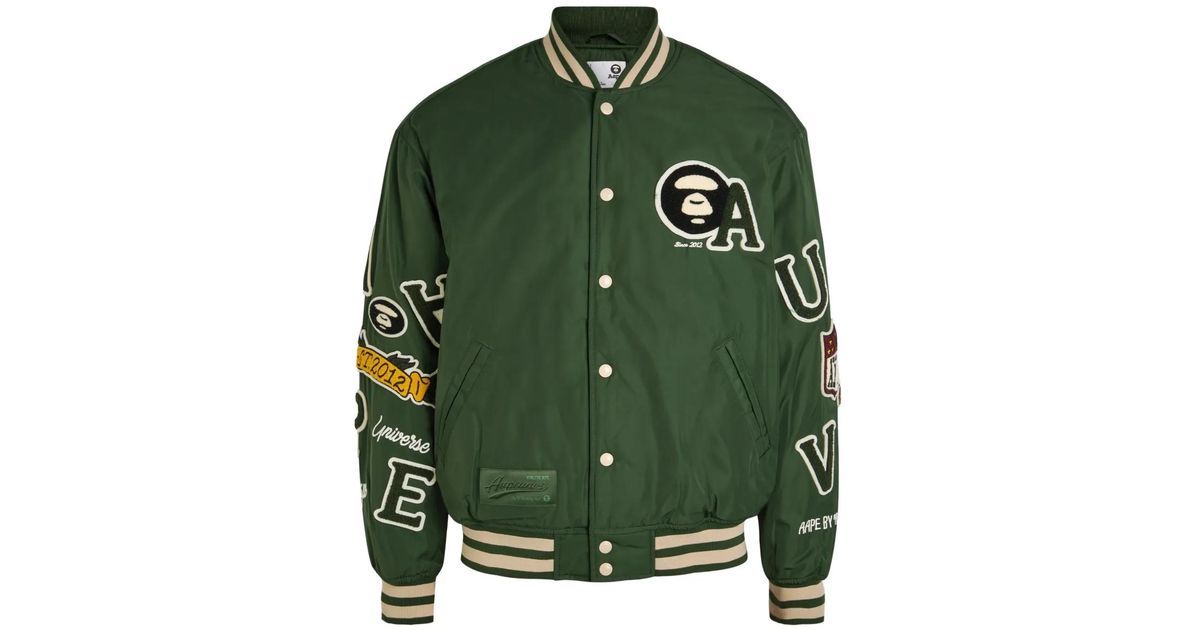 Aape By A Bathing Ape Flocked Appliqués Bomber Jacket in Green for Men ...