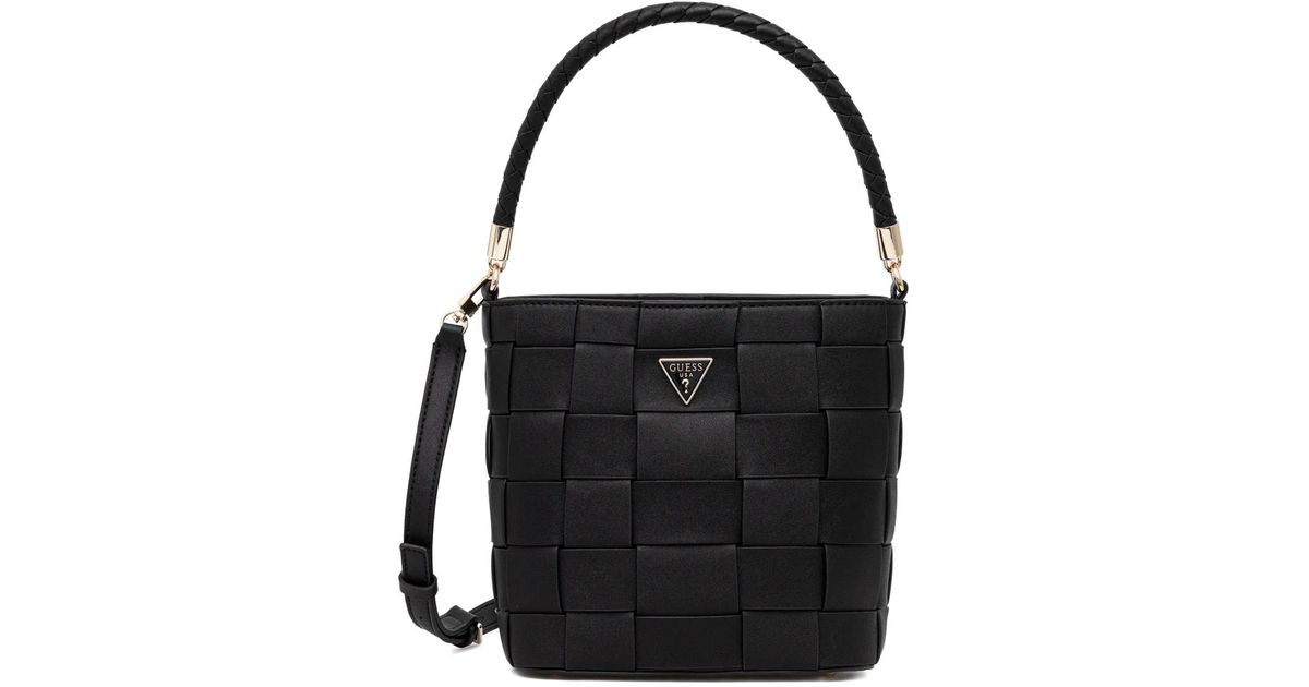 Guess Woven Braided-Handle Tote Bag in Black | Lyst