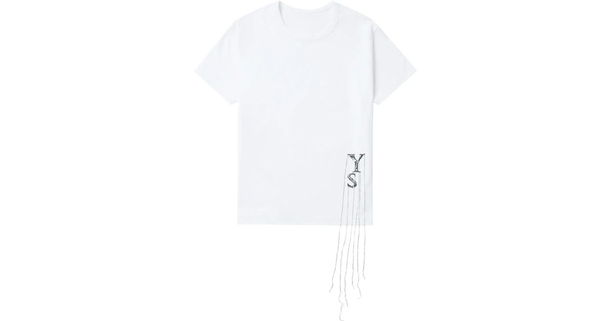 Y's Yohji Yamamoto Logo-Embellished T-Shirt in White | Lyst