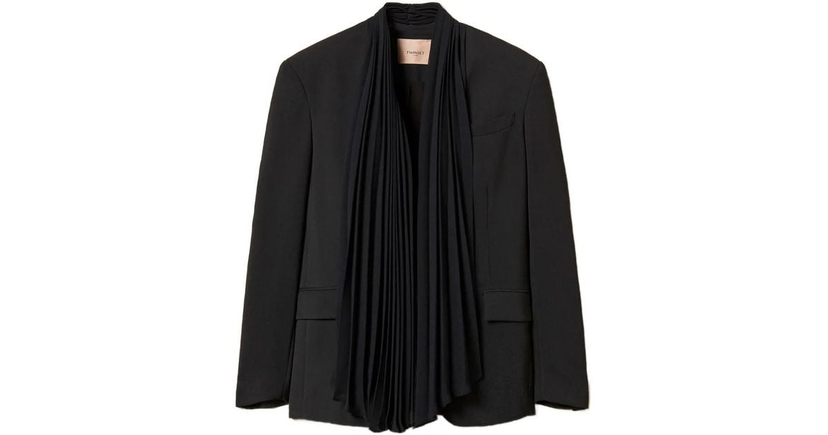 Twinset Sash-Collar Crepe Blazer in Black | Lyst UK