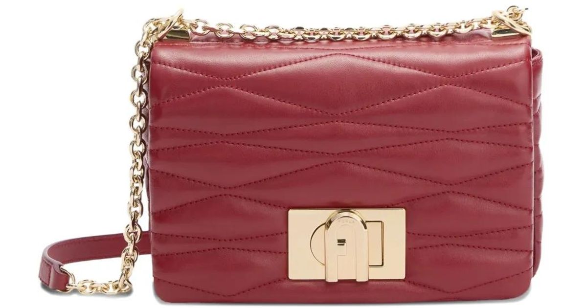 Furla Small Mala Quilted Chain-Strap Cross Body Bag in Red | Lyst