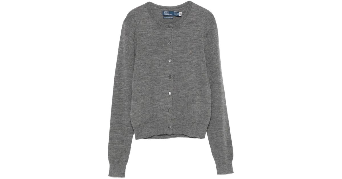 Polo Ralph Lauren Medium-Weight Italian Wool Cardigan in Gray | Lyst