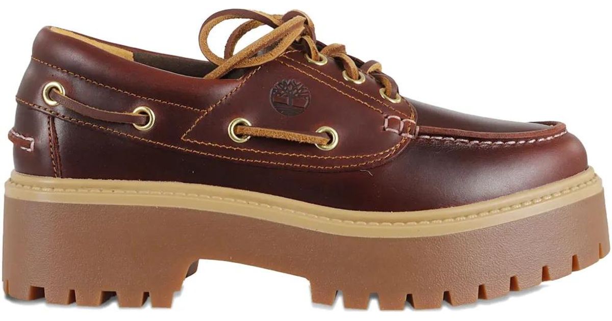 Timberland Stone Street Lace-Up Platform Mules in Brown | Lyst UK