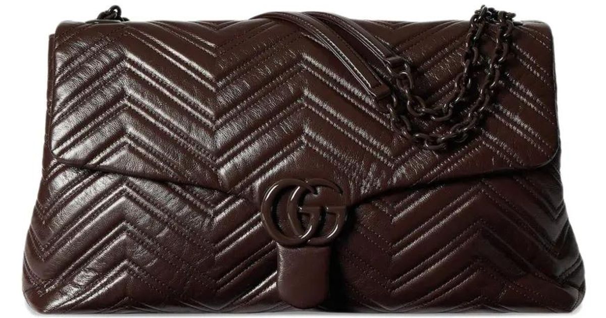 Gucci Matelassé Chevron Shoulder Bag in Brown | Lyst
