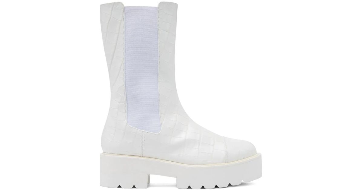 Stuart Weitzman 50Mm Presley Ultralift Platform Lug-Sole Boots in White ...