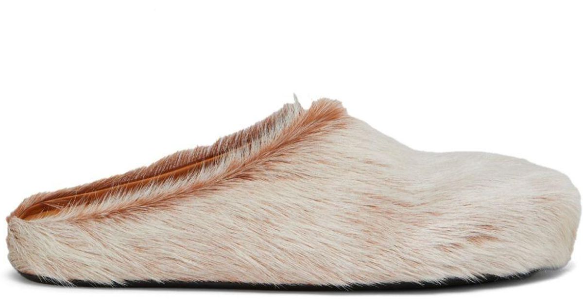 Marni Calf Hair Clogs in White for Men | Lyst