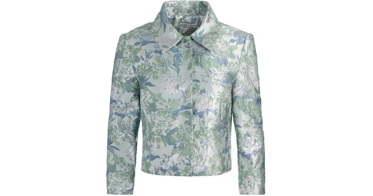 Alice + Olivia Weston Floral-Jacquard Jacket in Blue | Lyst UK