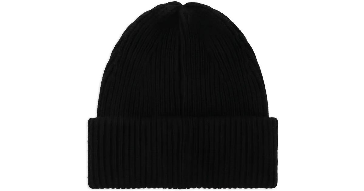 Almada Label Ribbed Beanie Hat in Black | Lyst UK