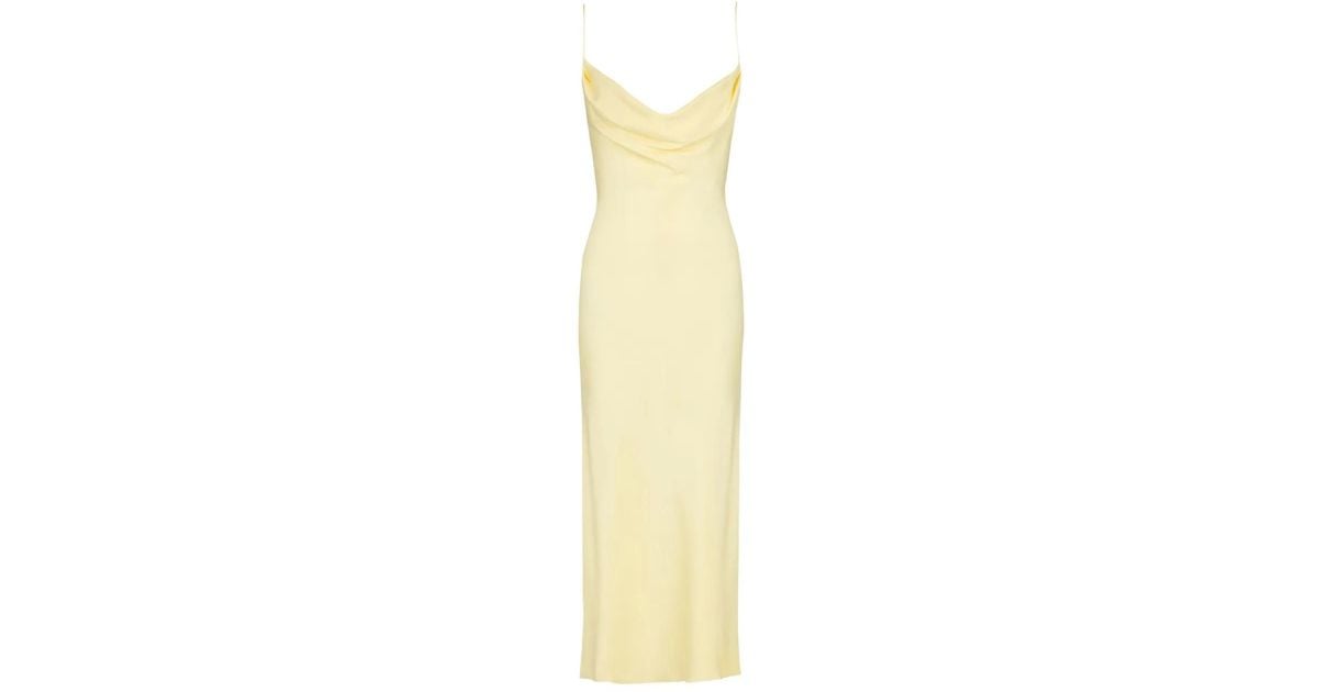 Balmain Long Strappy Silk Satin Dress in Metallic | Lyst UK