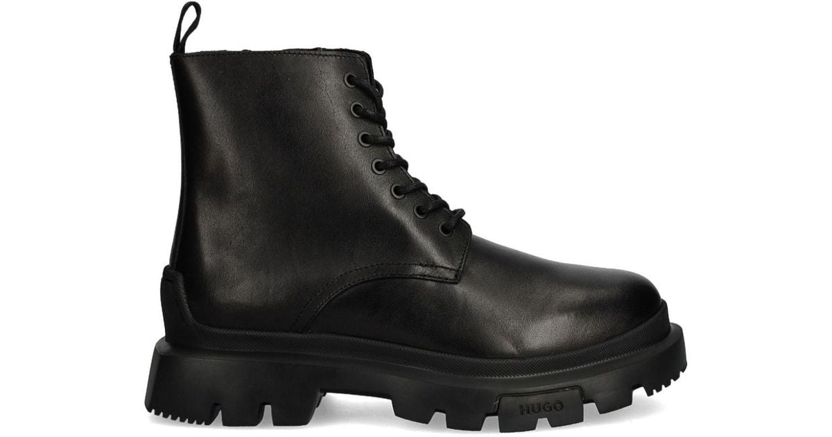 HUGO Leather Boots in Black for Men | Lyst