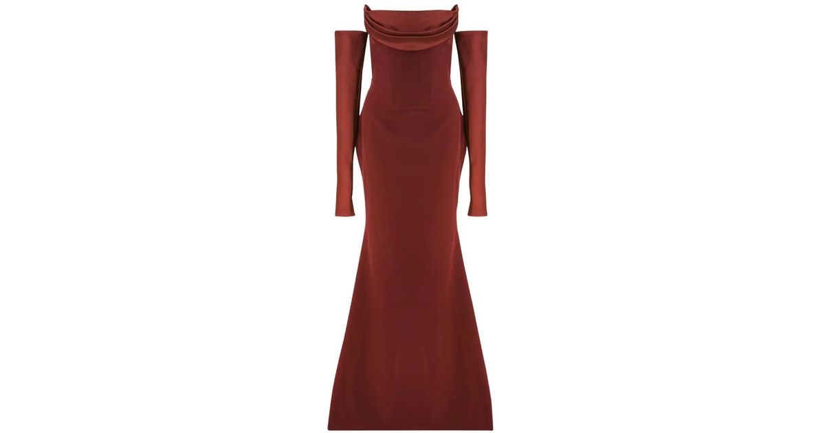 Rhea Costa Raven Off-Shoulder Maxi Dress in Red | Lyst