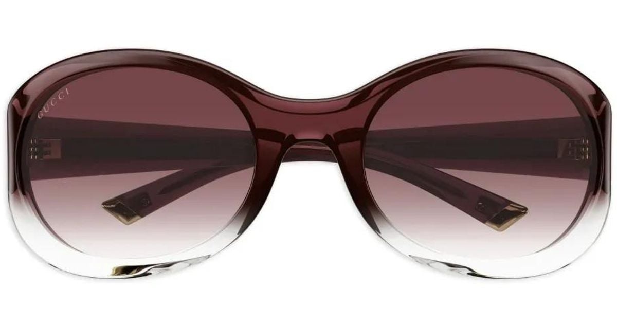 Gucci Oval-Frame Sunglasses in Brown | Lyst UK