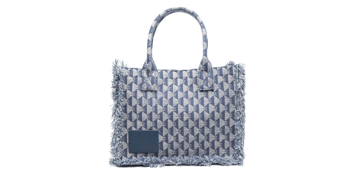 Sandro Medium Kasbah Monogram Tote Bag in Blue | Lyst Canada
