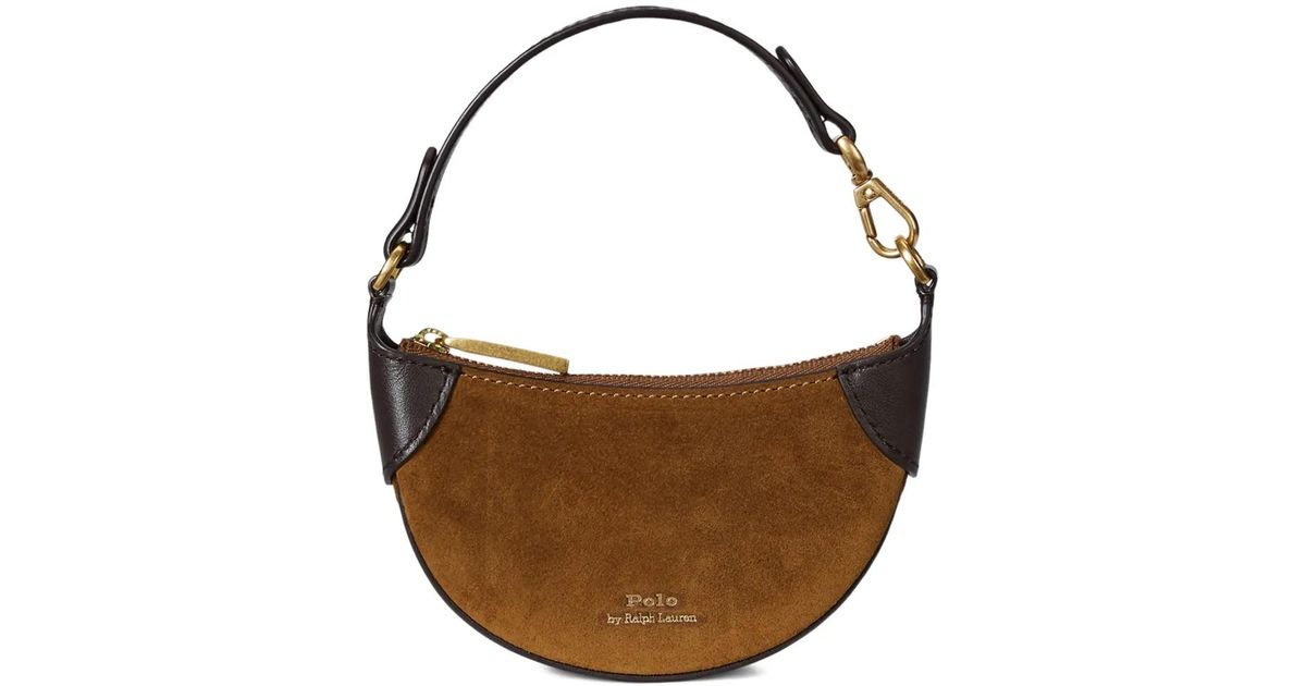 Polo Ralph Lauren Mini Id Suede Shoulder Bag in Brown | Lyst