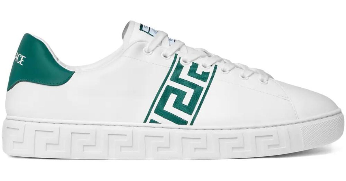 Versace Greek Lace-Up Sneakers in White for Men | Lyst UK