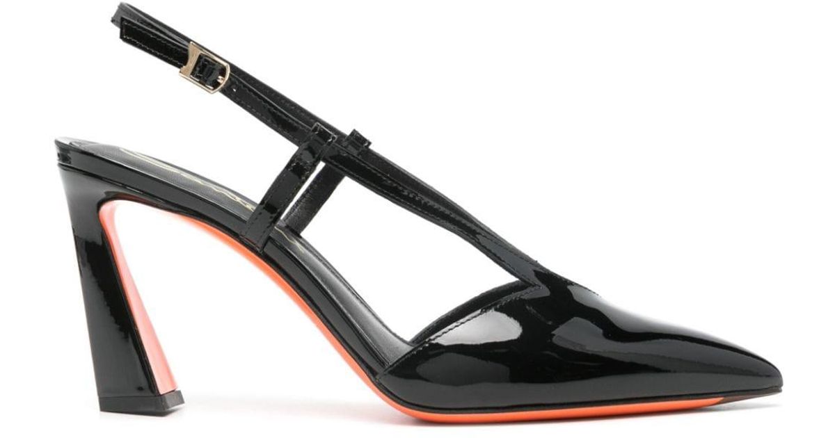 Santoni 90mm Slingback Pumps in Black | Lyst