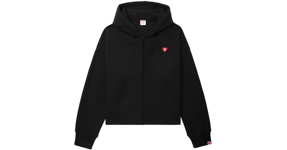 A Bathing Ape Heart-Appliqué Hoodie in Black | Lyst UK