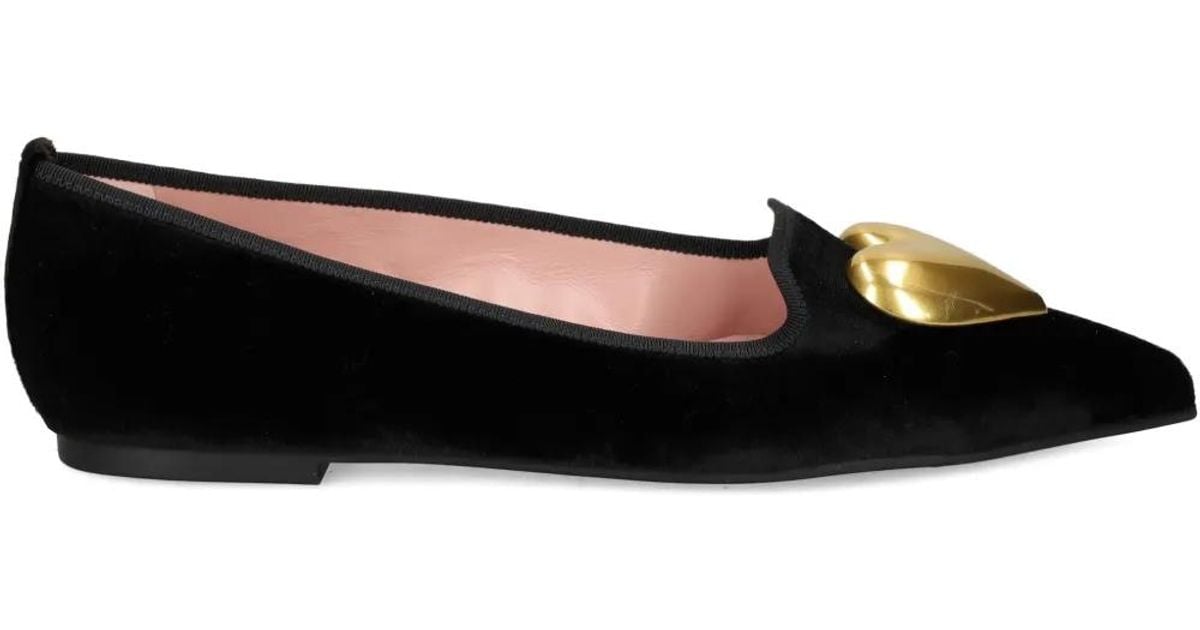 Pretty Ballerinas Ella Heart-Embellished Ballet Flats in Black | Lyst UK