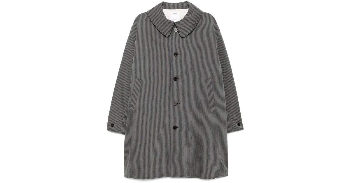 Visvim Striped Coat in Grey for Men | Lyst UK
