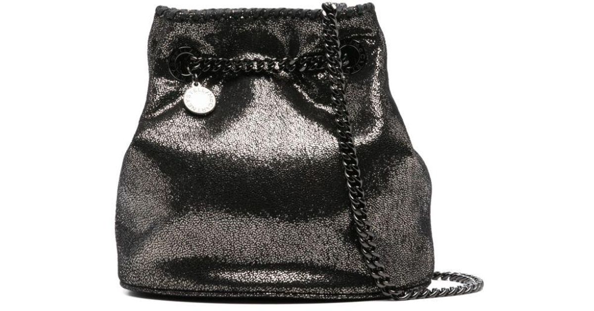 Stella McCartney Metallic Bucket Bag in Black | Lyst