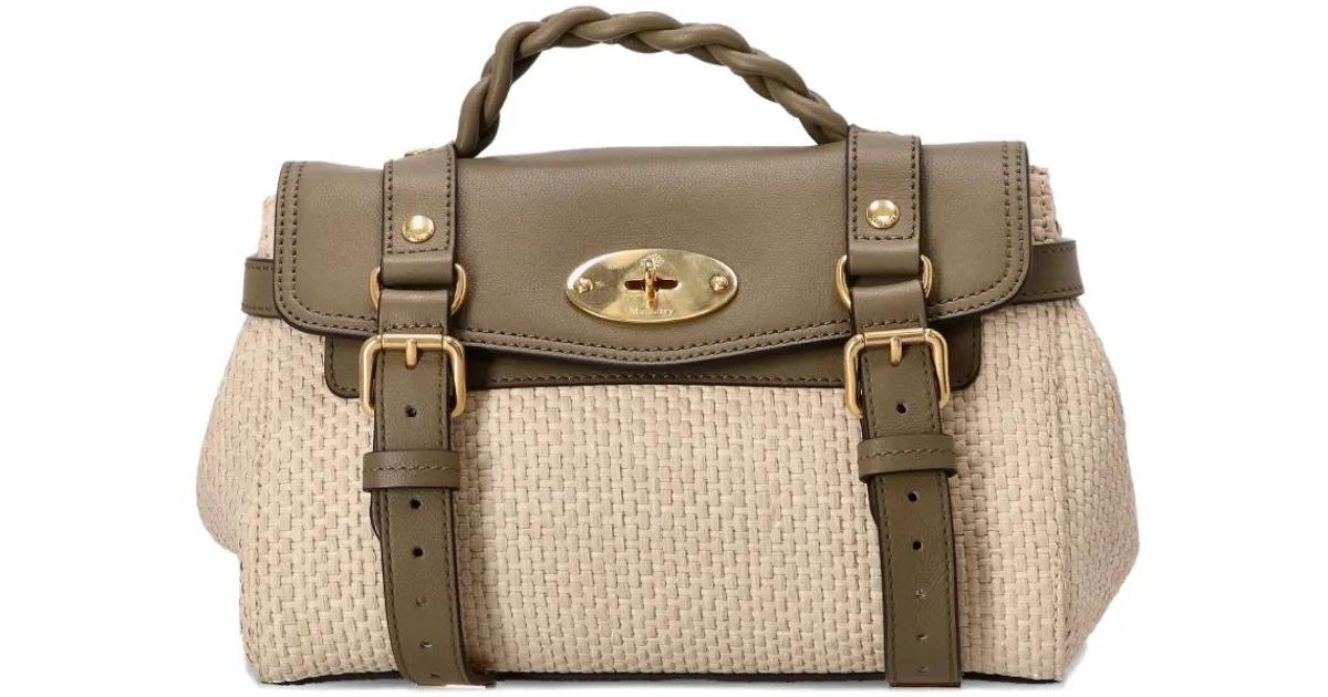 Mulberry Mini Alexa Woven Texture Top-Handle Bag in Natural | Lyst