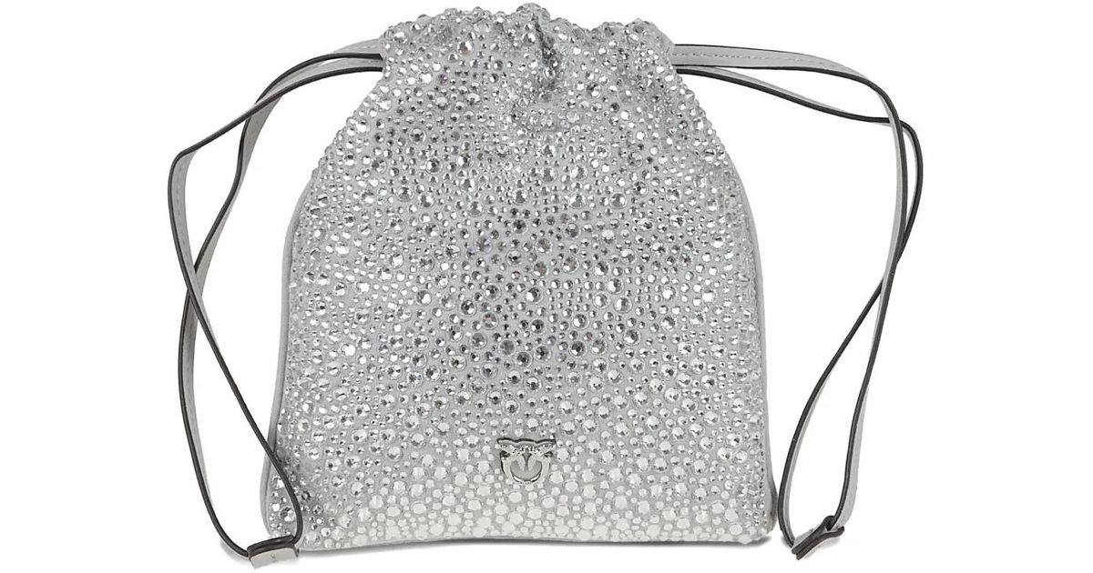 Pinko Baby Slouchy Embellished Satchel in Gray | Lyst