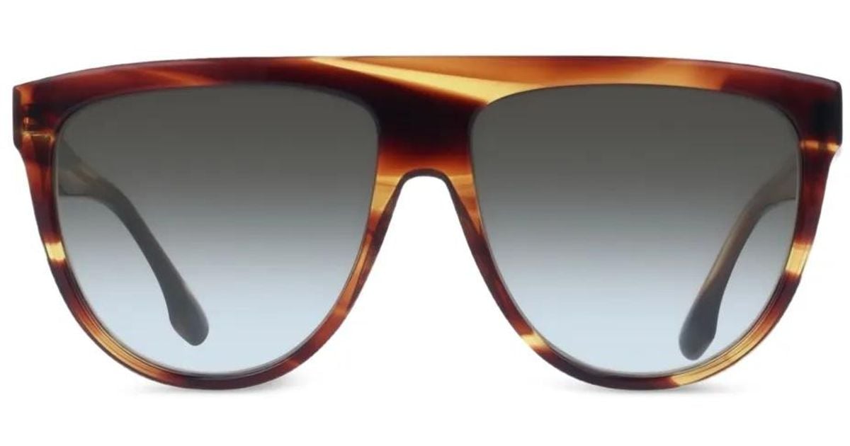 Victoria Beckham Striped Rectangle Sunglasses in Black | Lyst UK