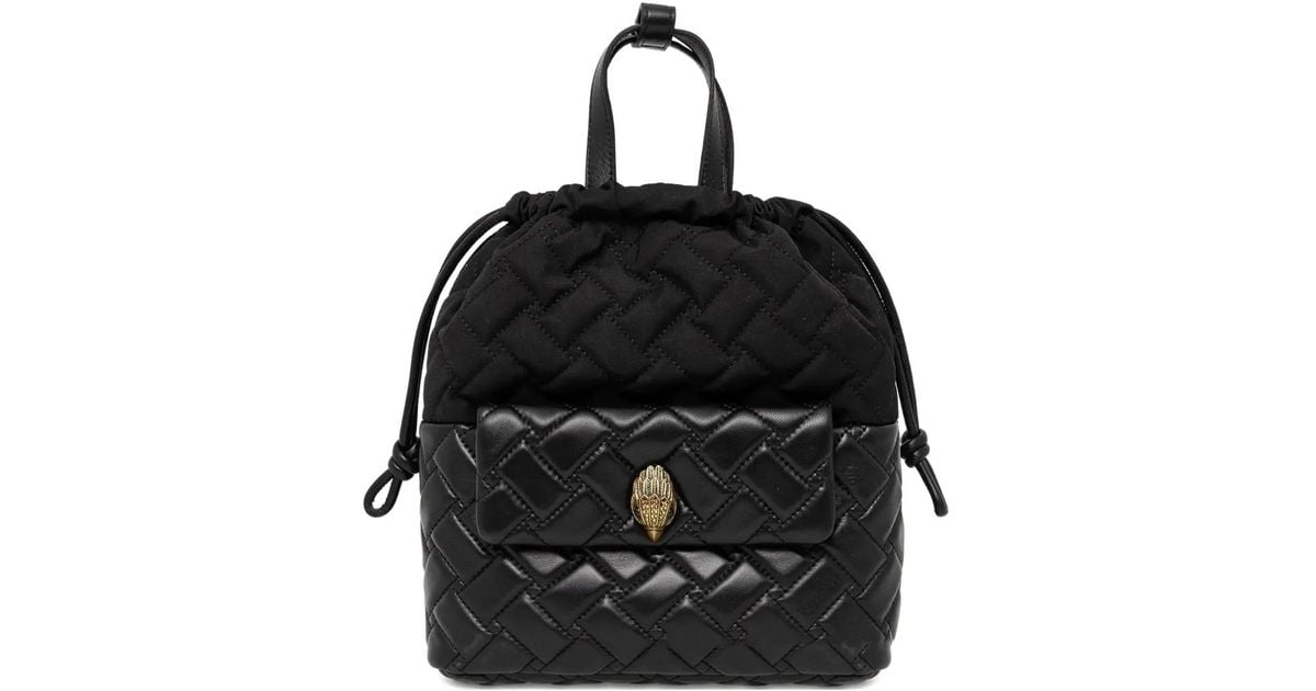 Kurt Geiger Quilted Logo-Embellished Backpack in Black | Lyst