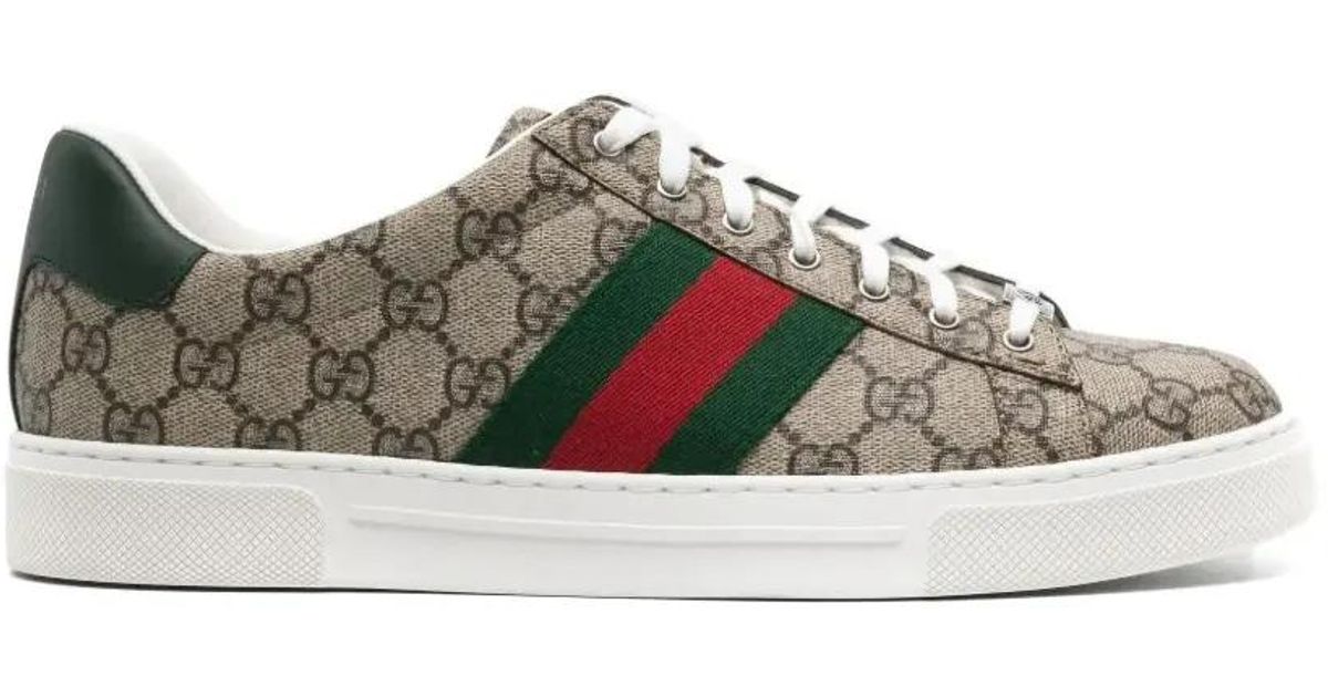 Gucci Ace Monogram-Pattern Sneakers in White for Men | Lyst UK
