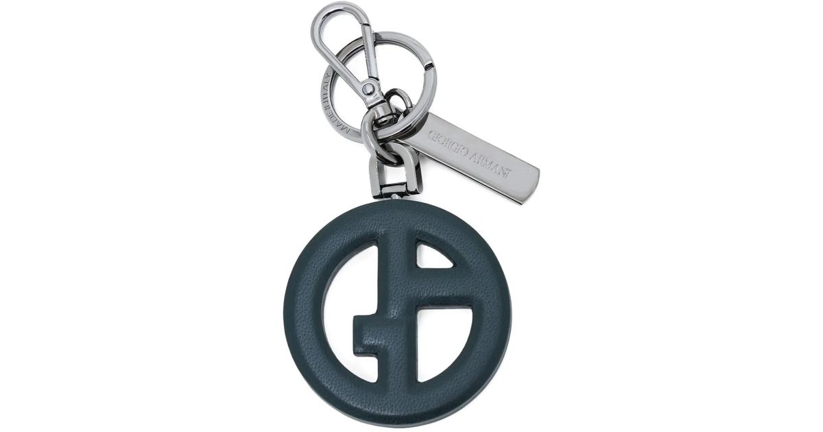 Giorgio Armani Ga Logo Leather Keyring in Blue | Lyst UK