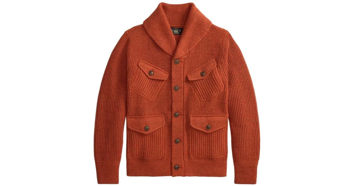 RRL Buttoned Pocket Cardigan in Orange for Men | Lyst UK