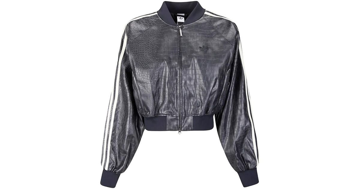 adidas Sst Pleather Jacket in Blue | Lyst UK