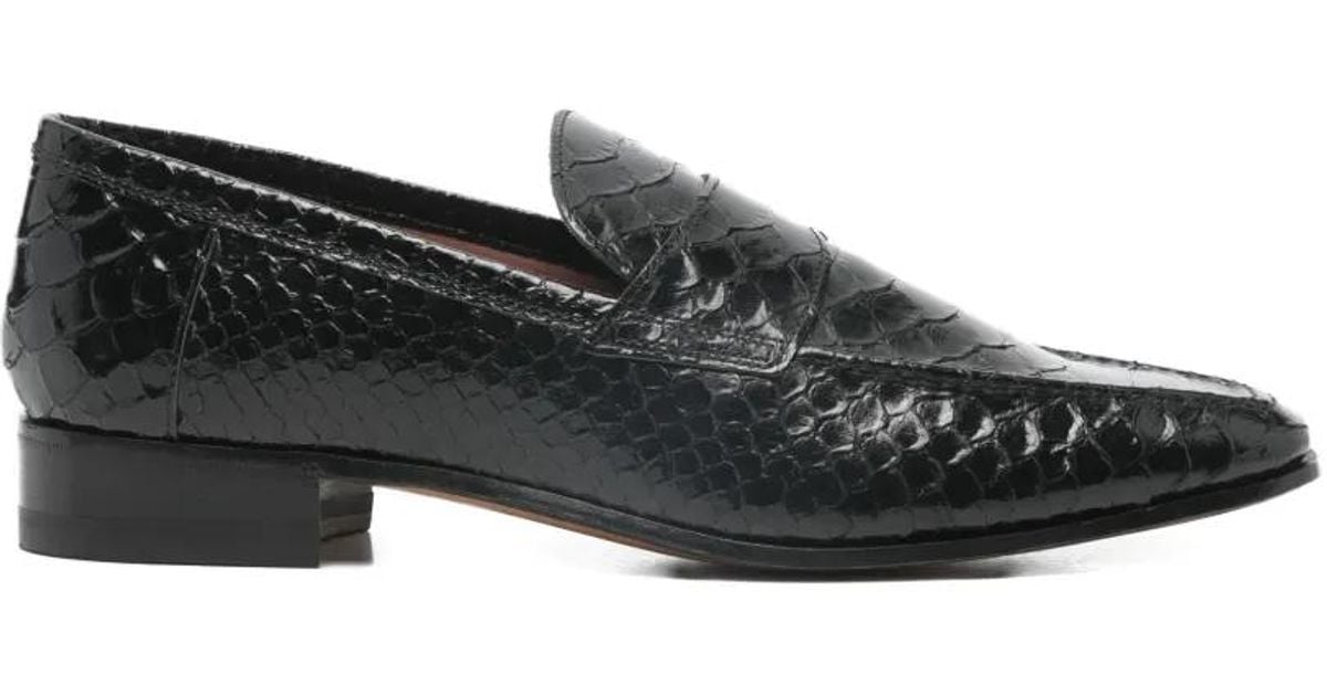 Paris Texas Alain Reptile-Effect Loafers in Black | Lyst UK