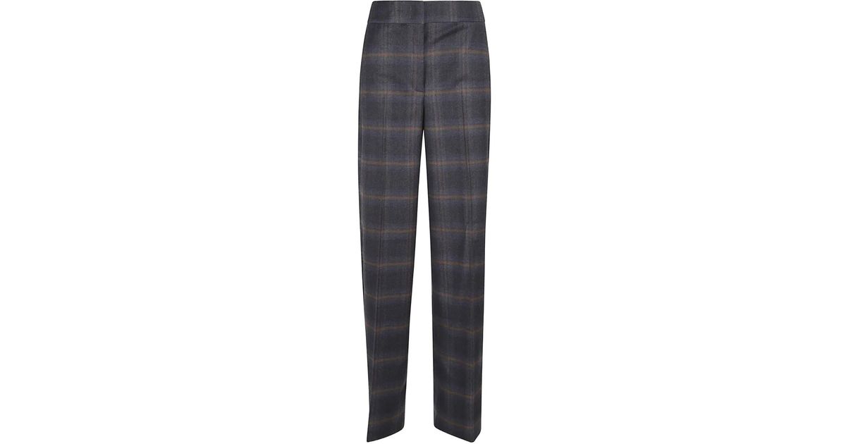 Peserico Check-Pattern Trousers in Blue | Lyst UK