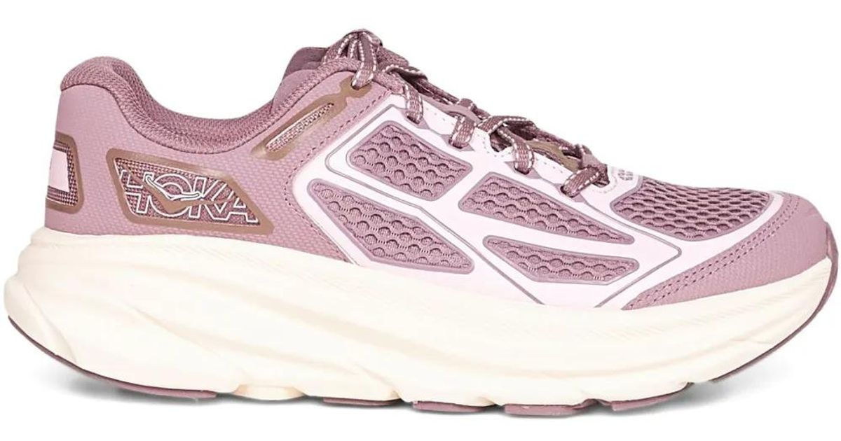 Hoka One One Clifton One9 Lace-Up Mesh Sneakers in Pink | Lyst