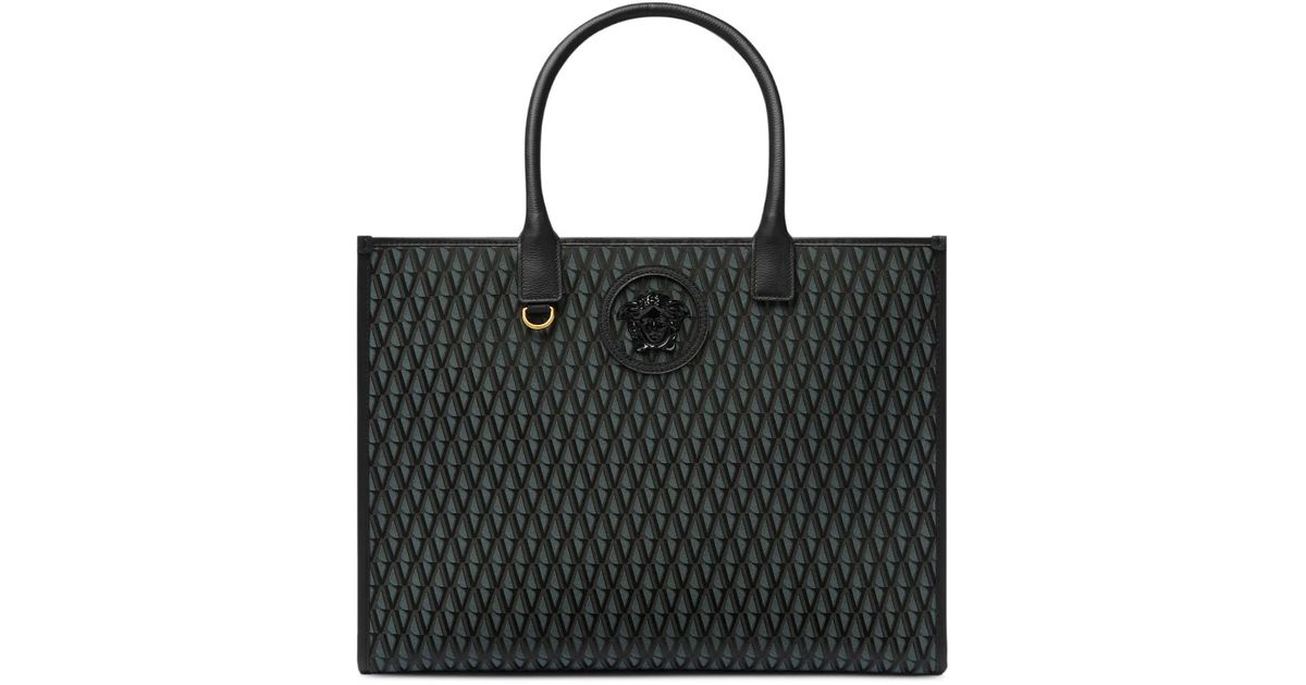 Versace Monogram Tote Bag in Black | Lyst